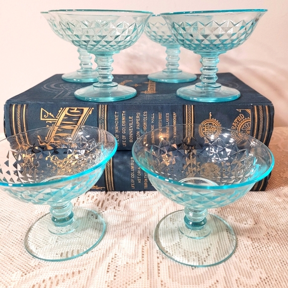 Vintage | Dining | Ice Blue Diamond Quilted Sherbet Or Champagne ...